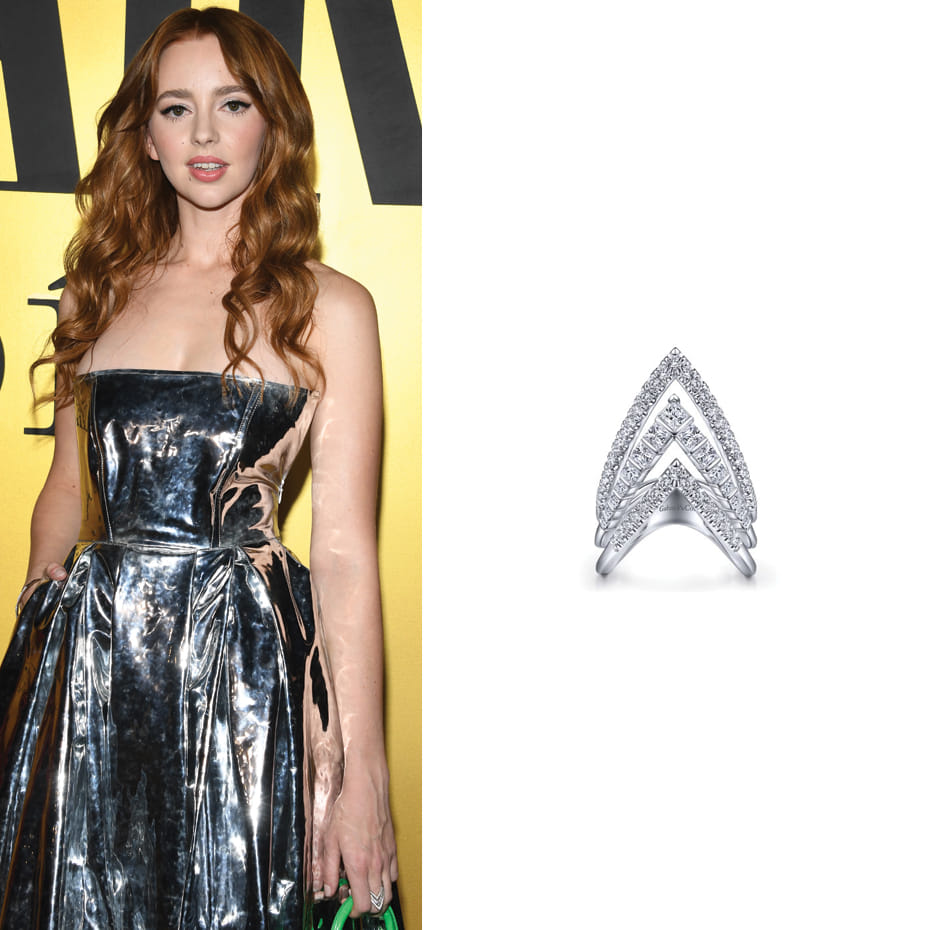 Australian Actress Natasha Bassett wearing a Gabriel & Co. ring to ...